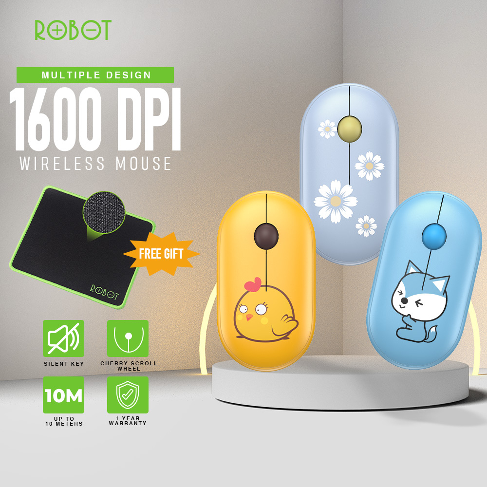 ROBOT M230 Wireless Mouse Silent Key Cherry Scroll Wheel Fox Cartoon ...