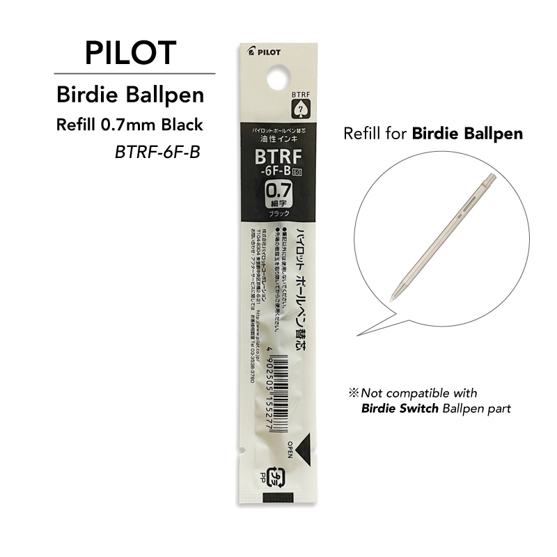 Pilot Refill for Birdie Ballpen 0.7mm Black Ink BTRF-6F-B Ballpoint Pen ...