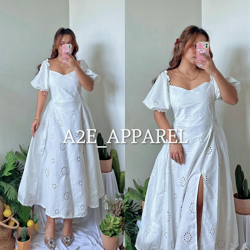 A2E | Nevada Dress | Bustier Puff Sleeves Vintage Dress with slit ...