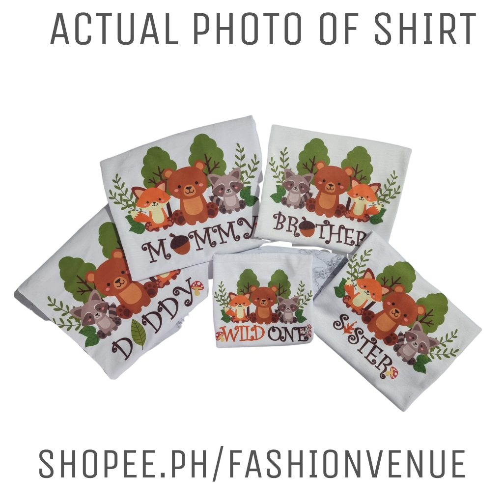 FV Family Shirt Forest Friends Wild One Fox Bear Racoon Birthday Shirt ...