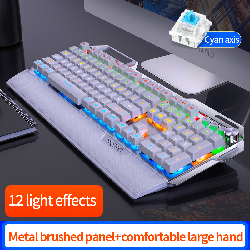 YINDIAO K100 Mechanical Keyboard Rainbow Backlit Full 104-Key With ...