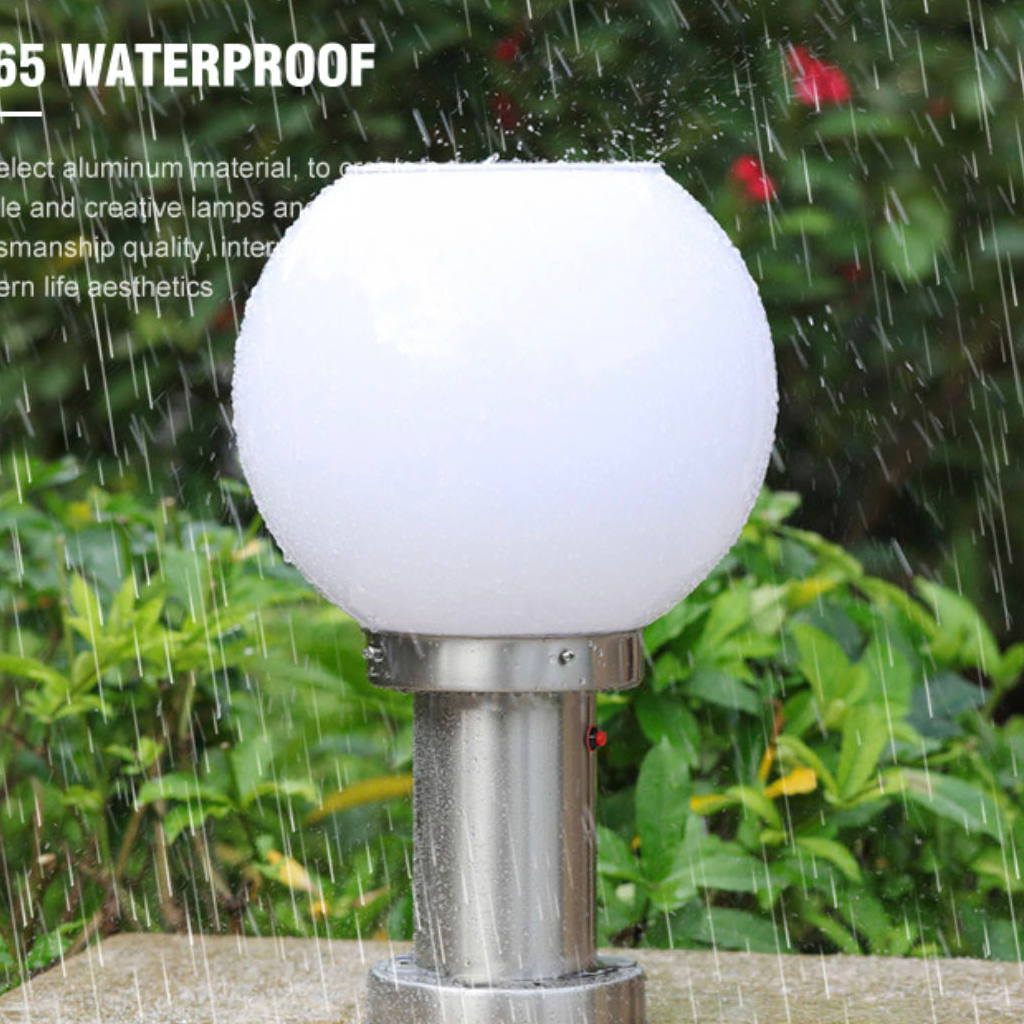 HOB 20CM 25CM Round LED Solar Post Light Waterproof Outdoor Powered ...