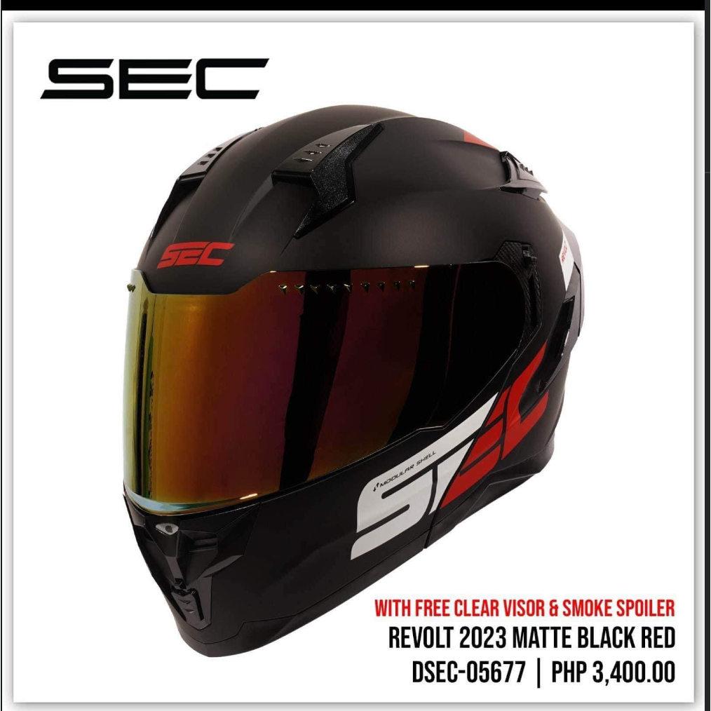 SEC REVOLT 2023 MODULAR FULL FACE HELMET (FREE SPOILER AND VISOR ...