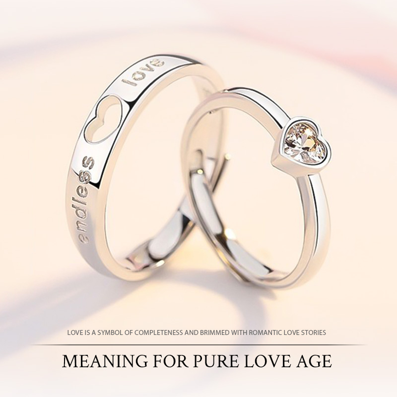 Matching Heart Couple Rings Hollow Love Diamond Ring for Men and Women ...