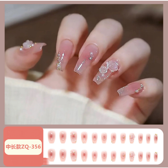 New 2024 Trends 24 Pcs Decorative Fake Nails Set With Glue French Nail