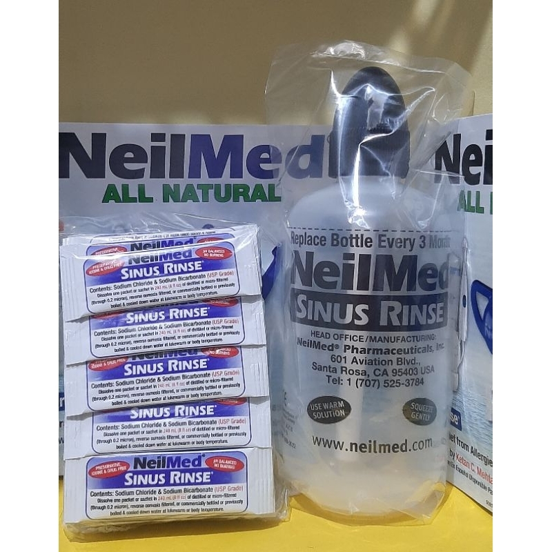 NeilMed Sinus Rinse Bundle 1 Squeeze Bottle & 50 Packets Premixed ...