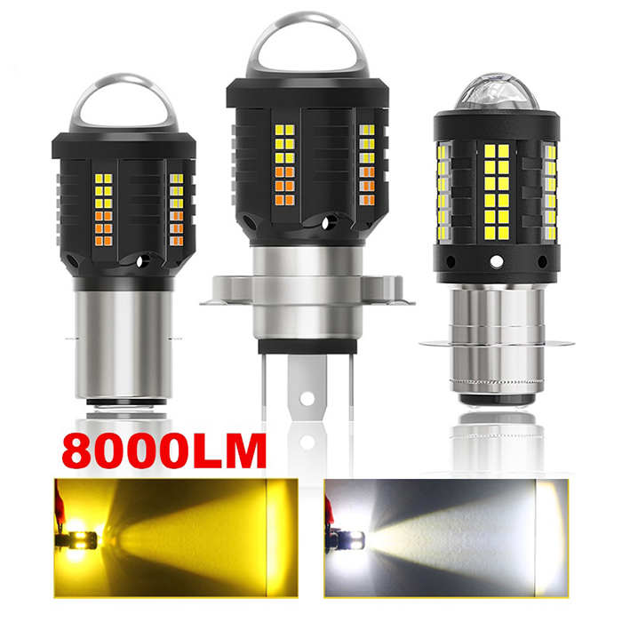 LED light for motorcycle T19 P15D H4 H6 1209 73SMD headlight DC12V-60V 8000LM white+yellow ...