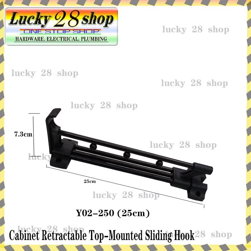 Y02- STAINLESS STEEL MATTE BLACK RETRACTABLE SLIDING HOOK | Shopee ...