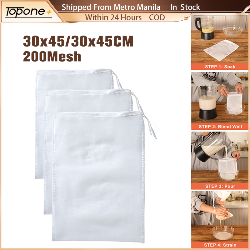 200 Mesh Food Grade Nylon Filter Bag Reusable Fine Mesh Food Strainer ...