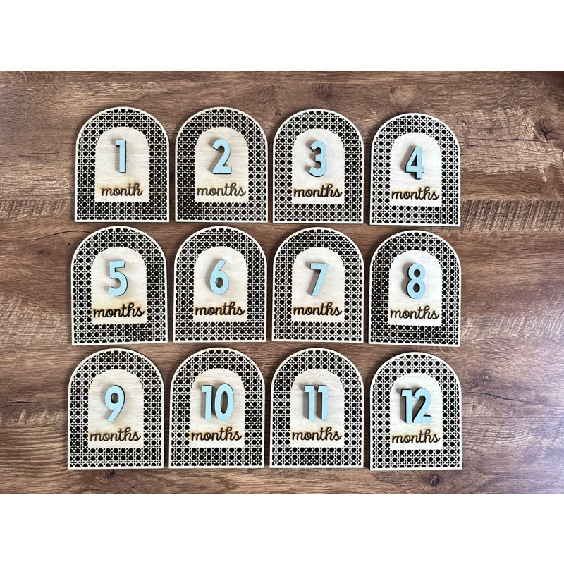 WOODEN BABY MONTHLY MILESTONE WOOD MONTHLY PHOTO PROP BABY MONTHLY ...