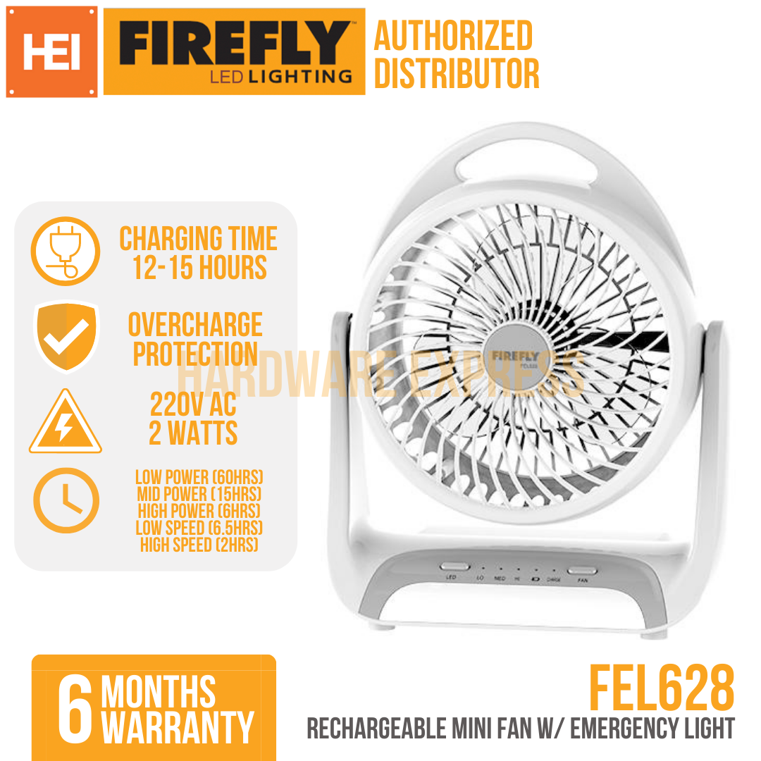 FIREFLY FEL628 Rechargeable Mini Table Fan w/ built-in dimmable ...
