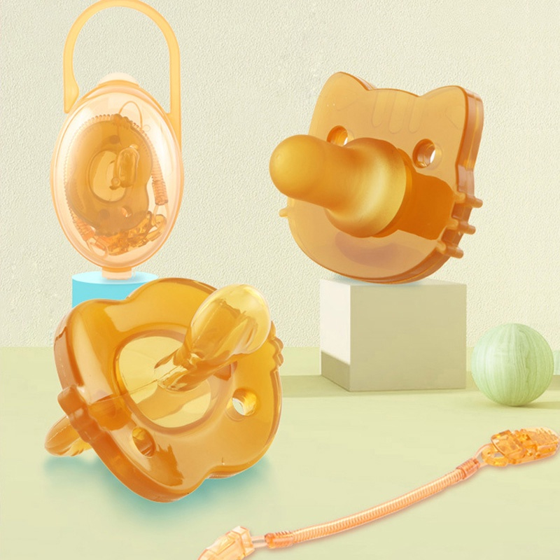 3 In 1 Portable Baby Pacifier Set Anti-drop Chain Nipple Box Silicone ...