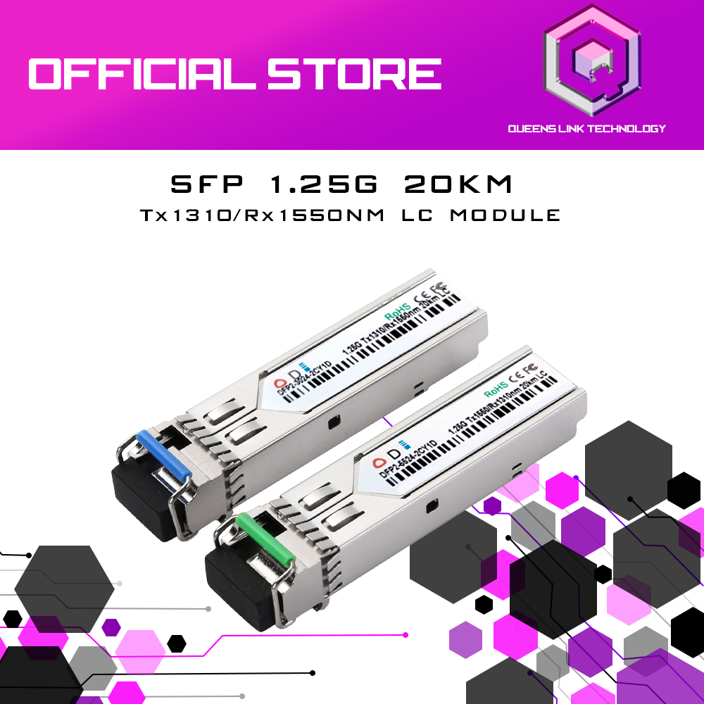 1PAIR 20km 1.25g LC Port Tx 1310nm Rx 1550nm SFP Module Dual Fiber ...