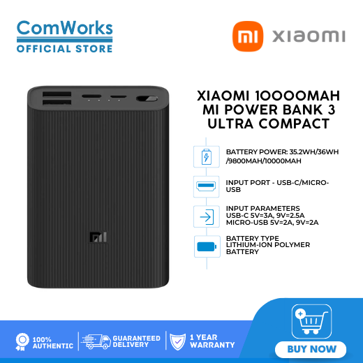 ComWorks Official Store | Xiaomi 10000MAH Mi Power Bank 3 Ultra Compact ...