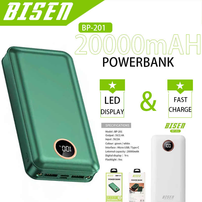 BISEN BP201 PowerBank 2.4A Fast Charging 20000mAH Dual Usb Sport ...