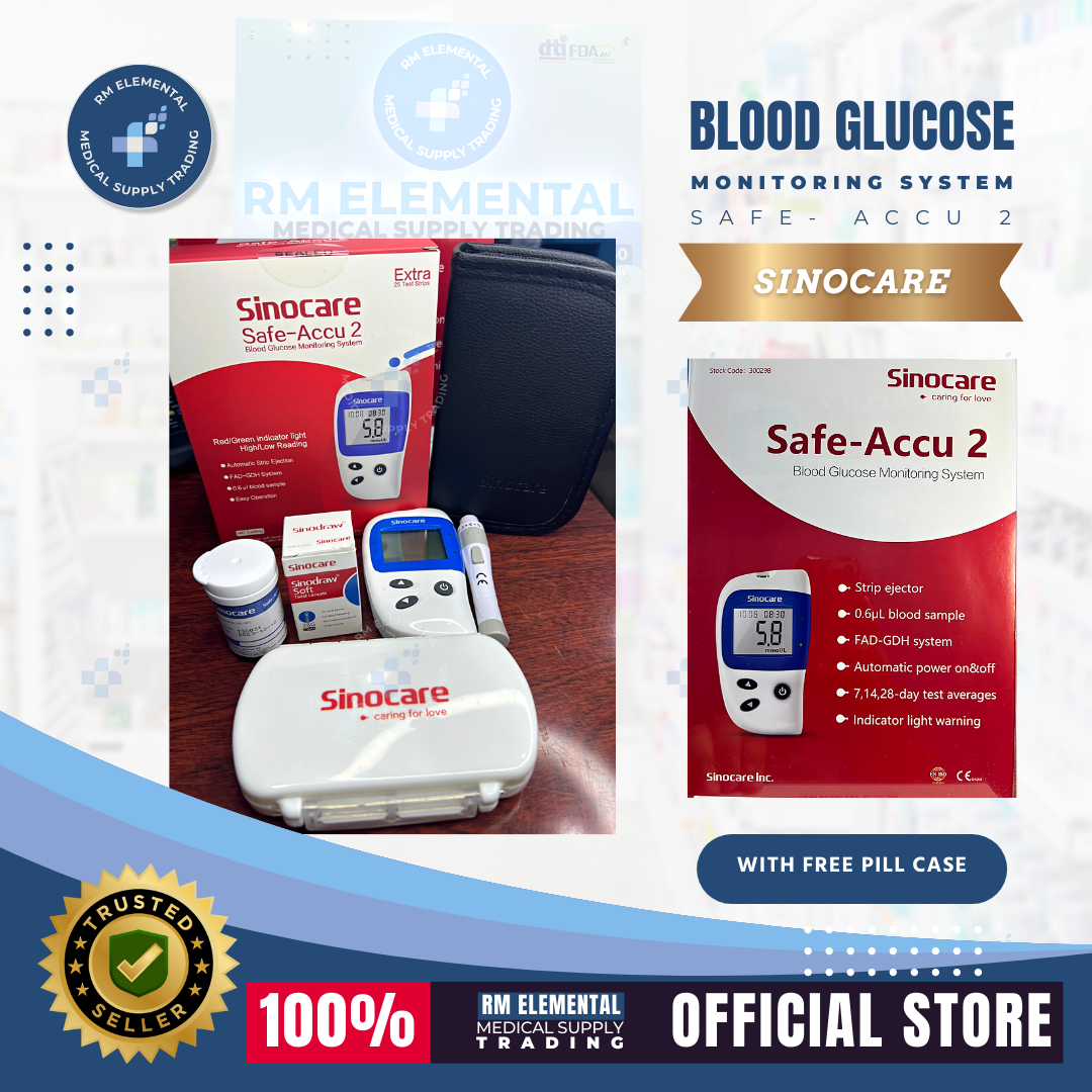 GLUCOMETER - Sinocare Safe-Accu 2 BLOOD GLUCOSE MONITORING SYSTEM Set ...