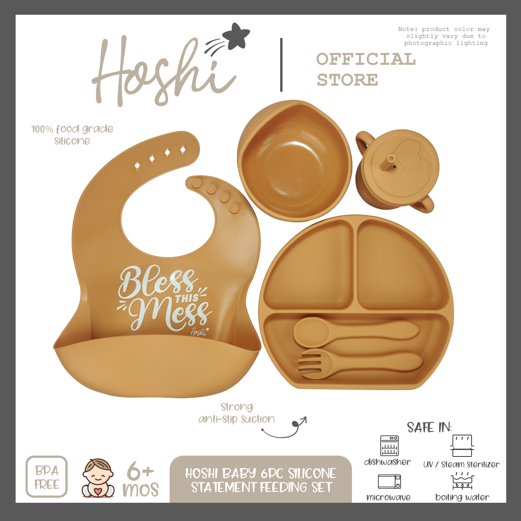 Hoshi Baby My First Silicone Feeding Set for Baby, 100% Food Grade ...