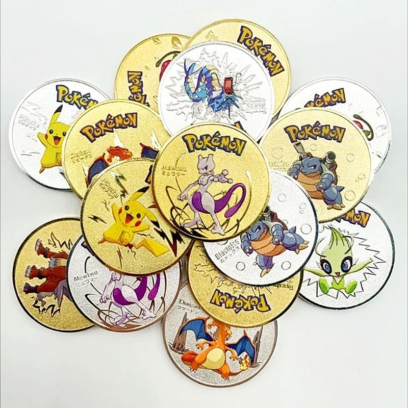 Pokemon Metal Coin Charizard Pikachu Play Game Pokemon Gold Plated ...