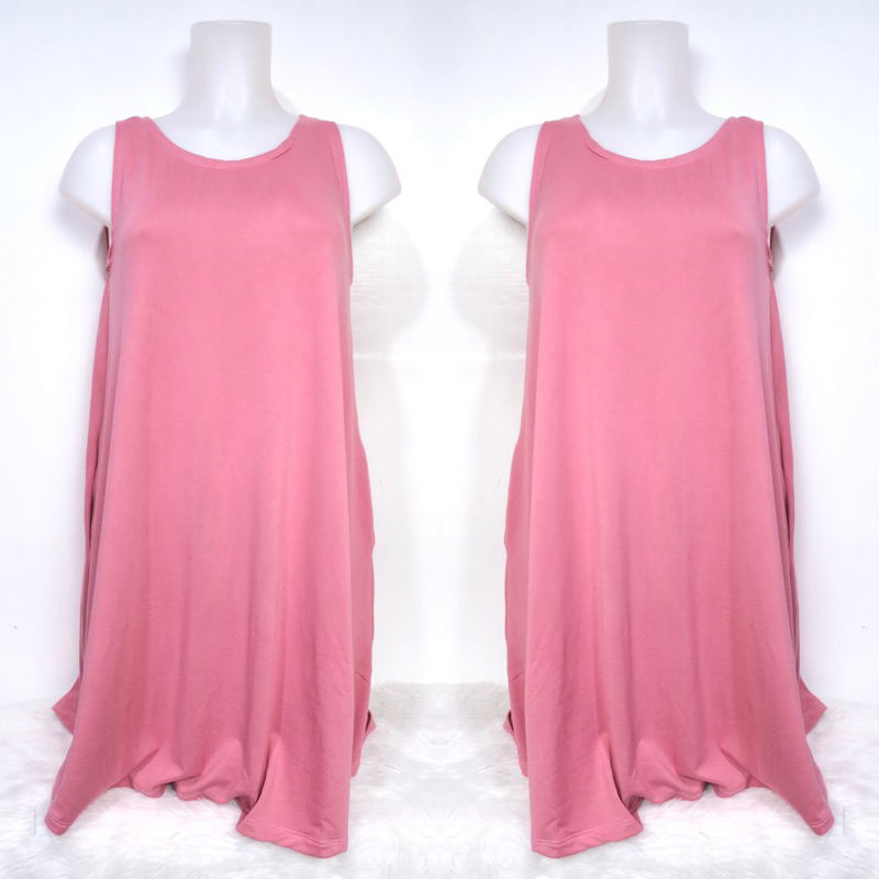 Plus Size Plain Regular Sleeveless Sando Dress With Pockets|Fits M to ...