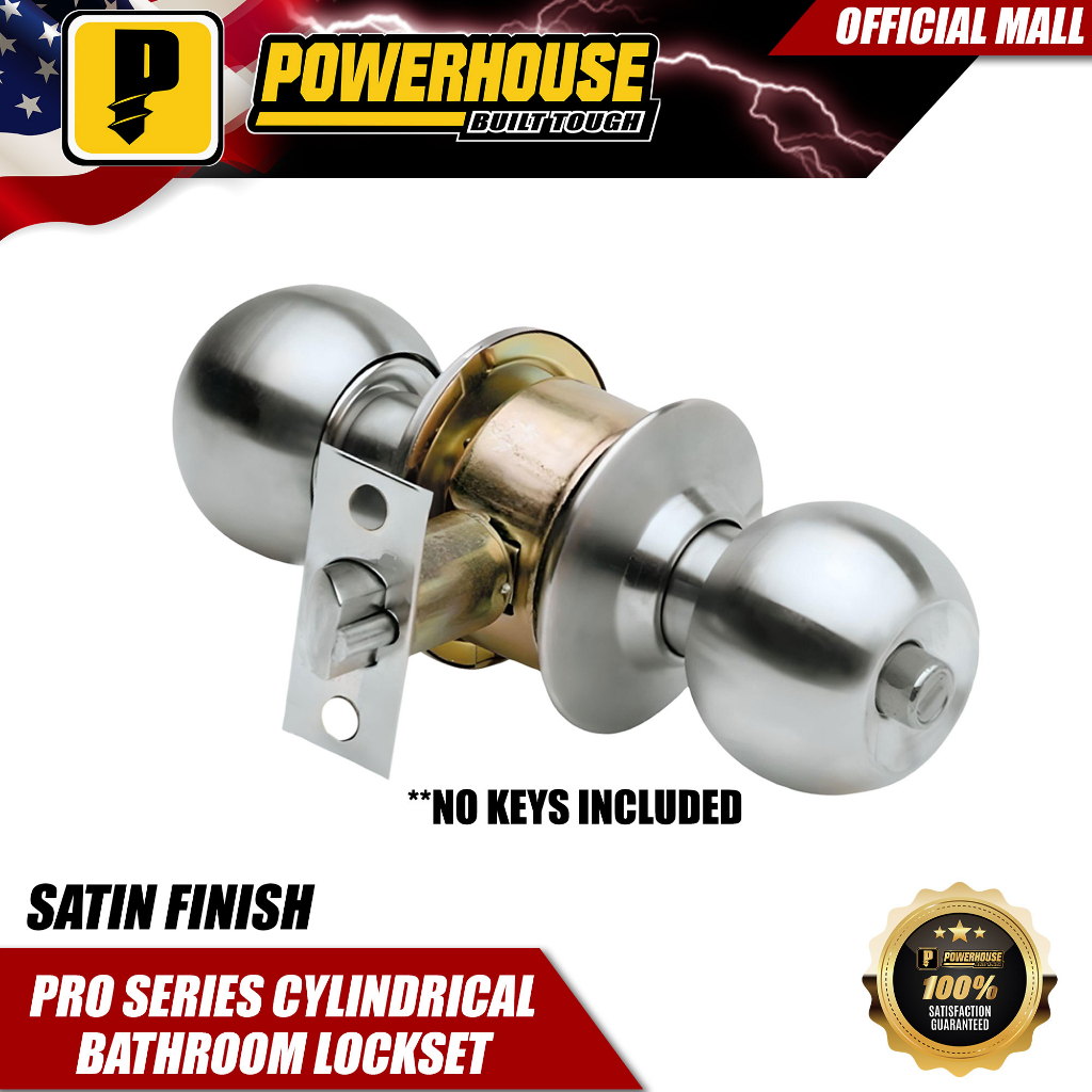 Powerhouse PRO SERIES Cylindrical Bathroom Lockset Satin Finish ...