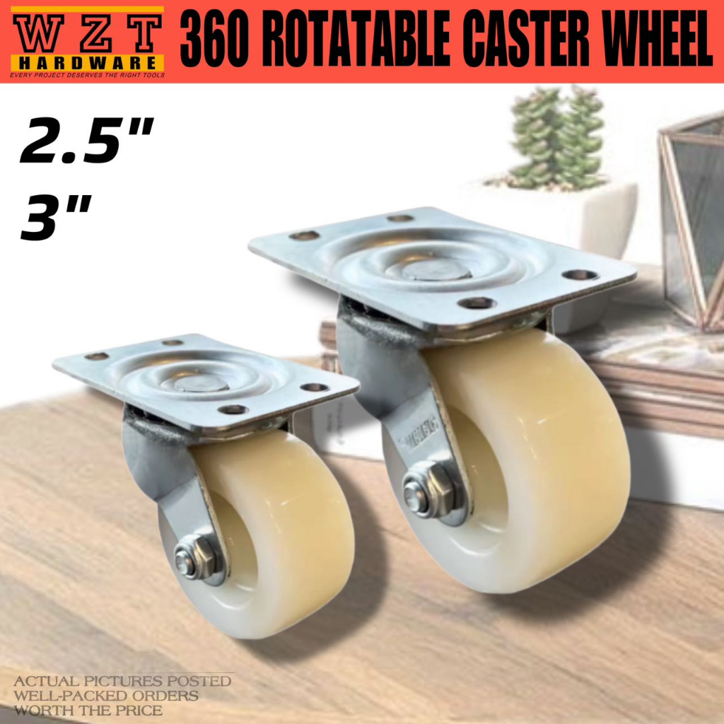 Heavy Duty Rotating White Naylon Castor Wheel 360 Rotatable Caster ...