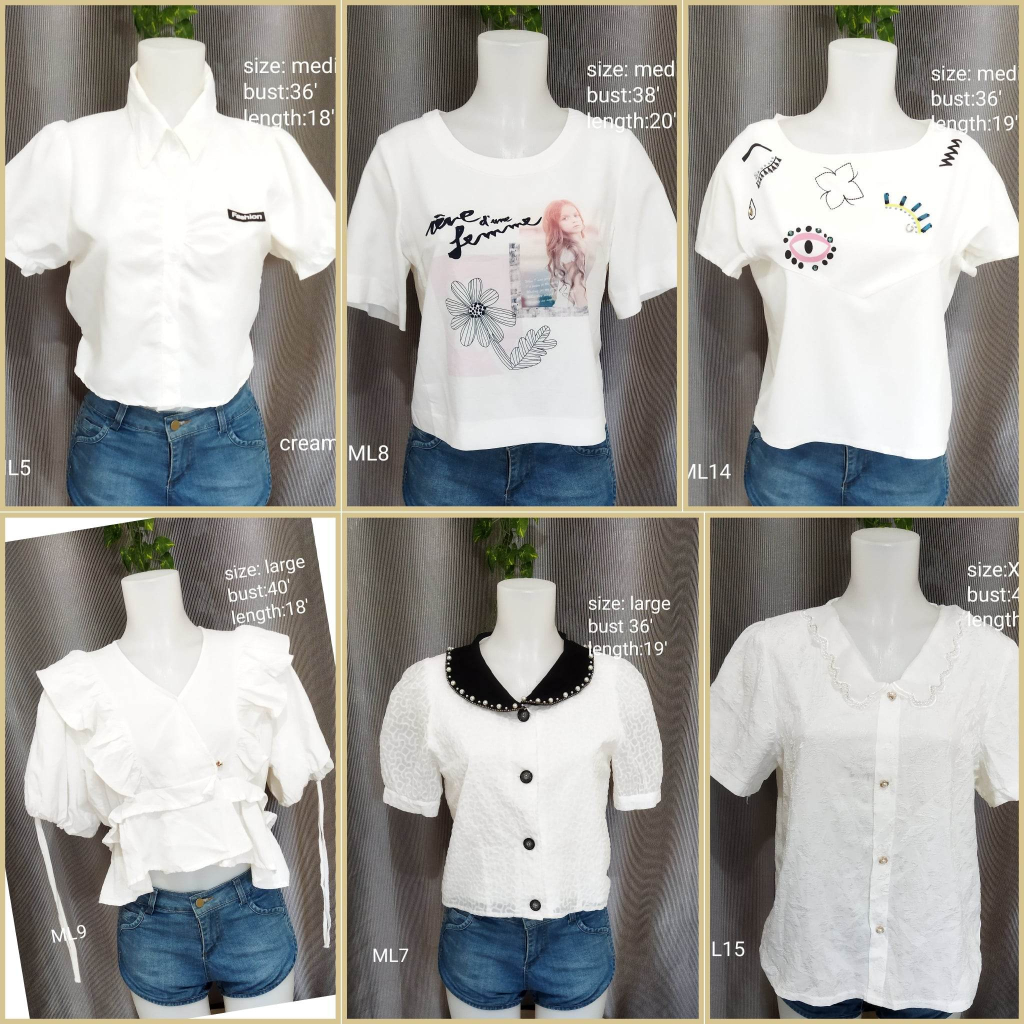 Preloved White Blouse Ukay White Tops for Women Set 2 | Shopee Philippines
