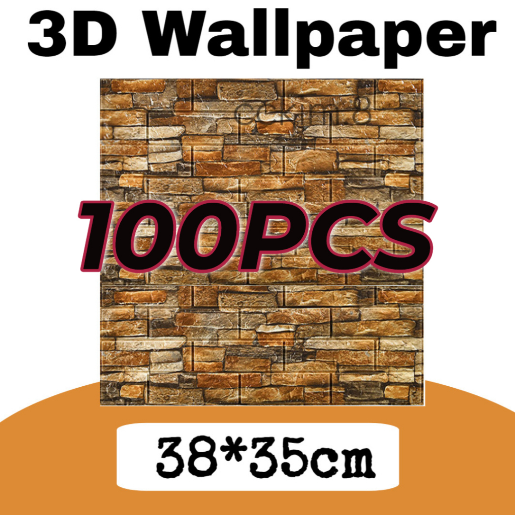 100pcs bundle Wallpaper 35×38cm Adhensive 3D Brick wall stickers ...