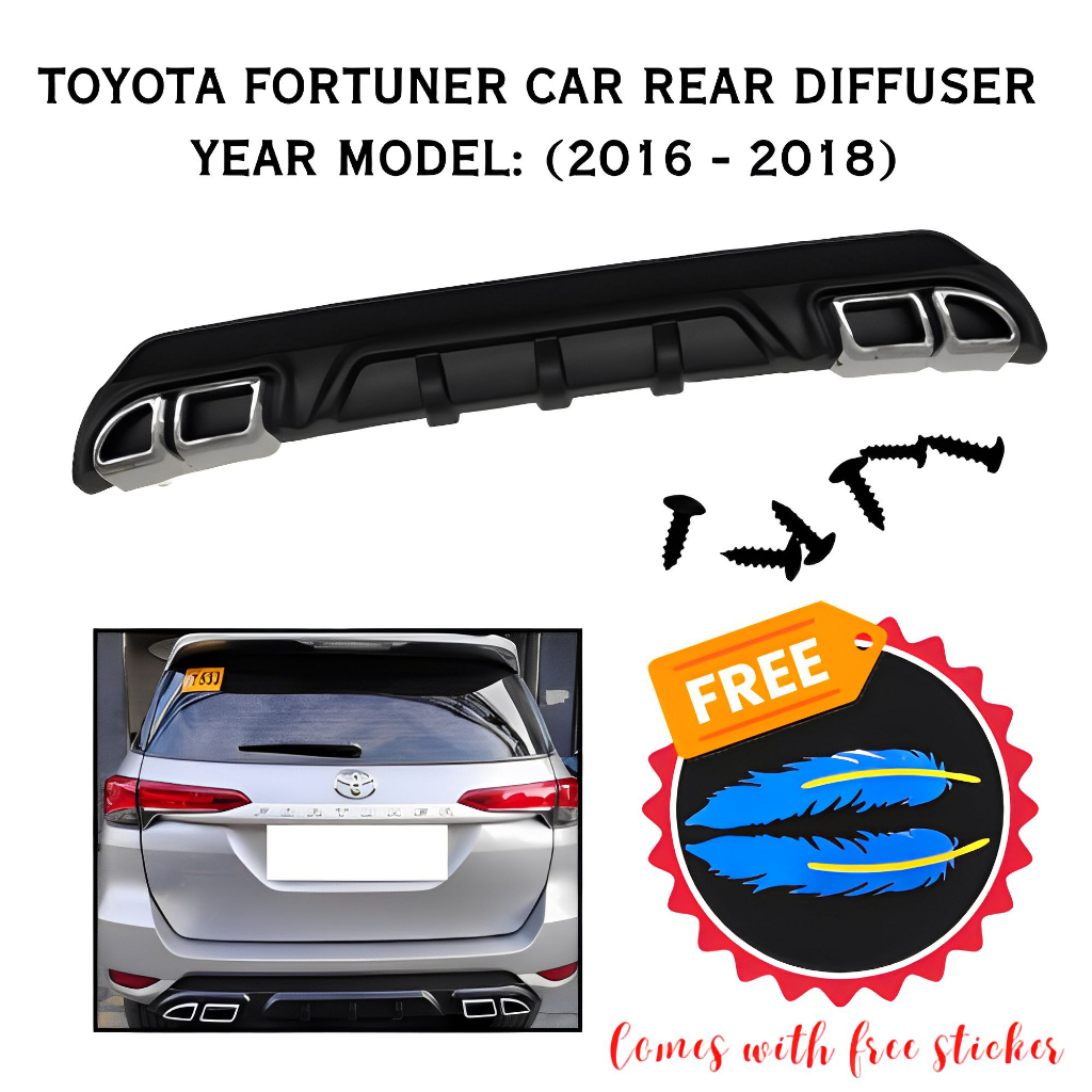 CPAO 2016 2017 2018 TOYOTA Fortuner Car Rear Bumper Diffusers Lip ...