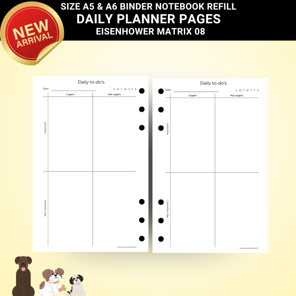 A5 A6 Undated Daily Planner Eisenhower Matrix Ring Binder Notebook ...