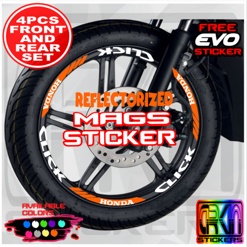 Honda Click 125 150 160 mags sticker 4pcs set front and rear sticker ...