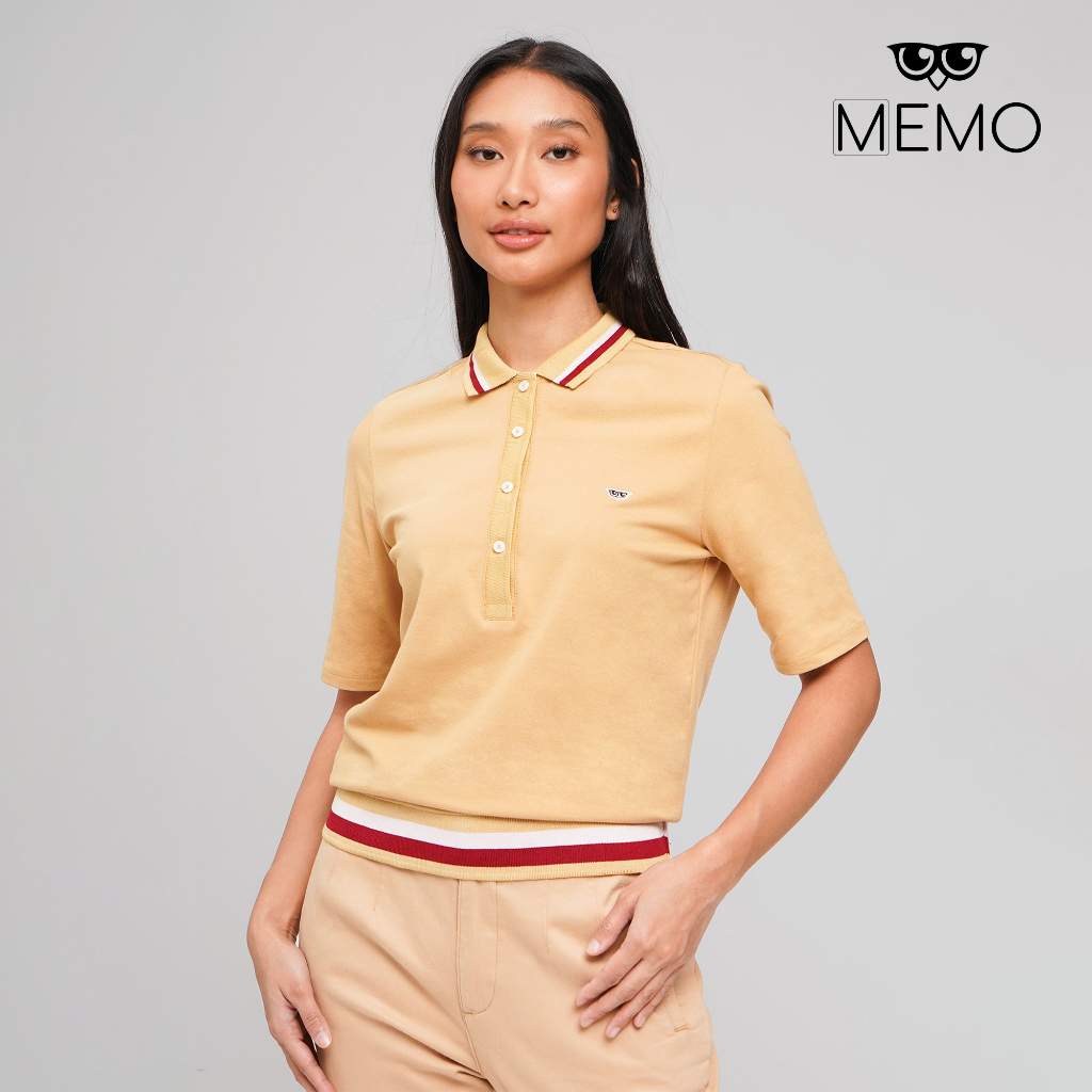 Memo Polo With Hem Band For Women (Khaki) | Shopee Philippines