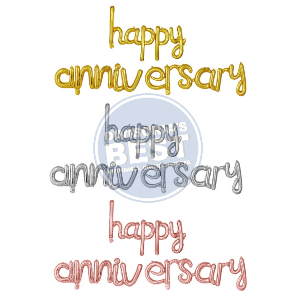 PS-401 Happy Anniversary Cursive Linked Foil Balloons Happy Anniversary ...
