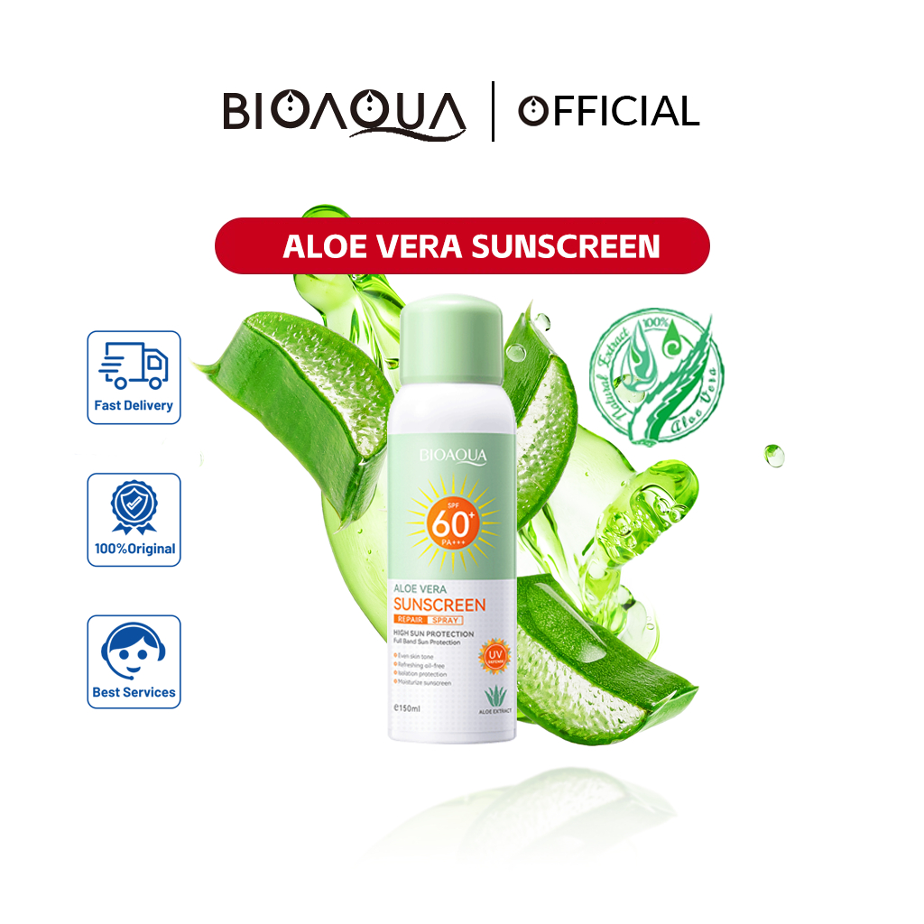 BIOAOUA Sunscreen Spray Aloe Vera Repair Whitening SPF60+ PA ...