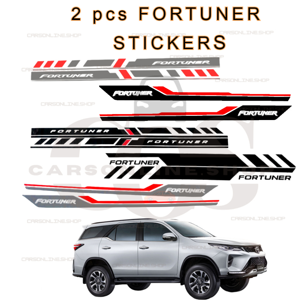 COS 2Pcs FORTUNER Car Body Side Sticker Truck Decal Vinyl Flame Sticker ...