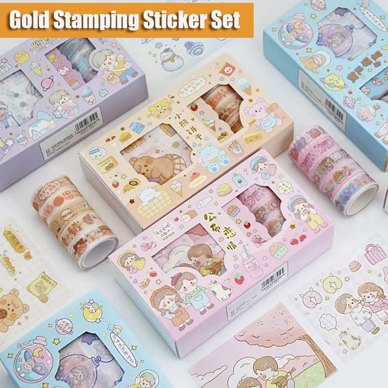 9+5/Set Of Cute Stickers Tape Gift Box Set Creative Student Hand ...