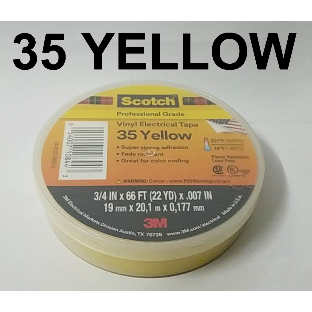 ORIGINAL 3M SCOTCH 35 YELLOW ---- COLOR CODING TAPE VINLY ELECTRICAL ...