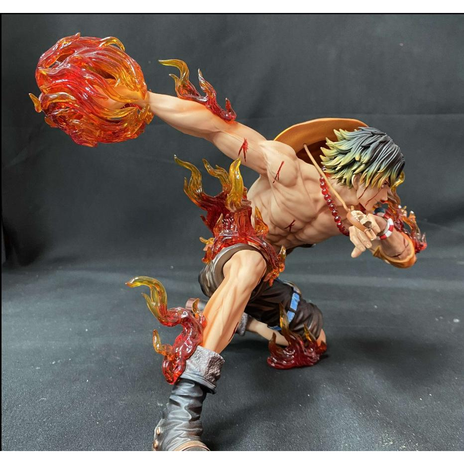 Hey Anime-One Piece IU STUDIO Battle damage Fire Fist Ace Figure 18cm ...