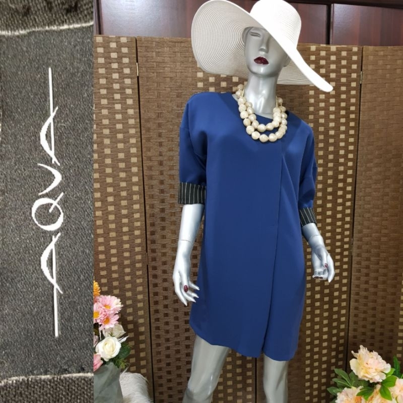 AQUA blue round neck cocktail dress | Shopee Philippines