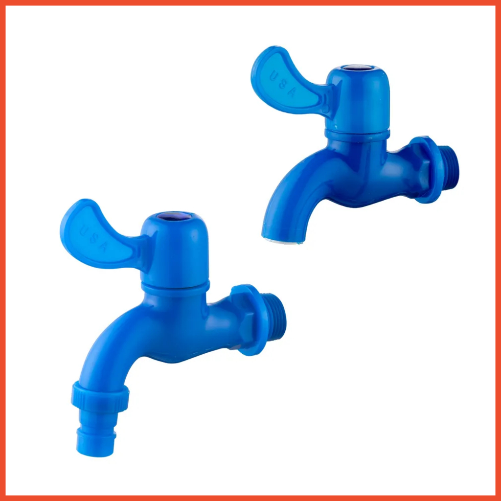 Gripo Plastic Faucet Hose Connector Spigot PVC Faucet Blue and White ...