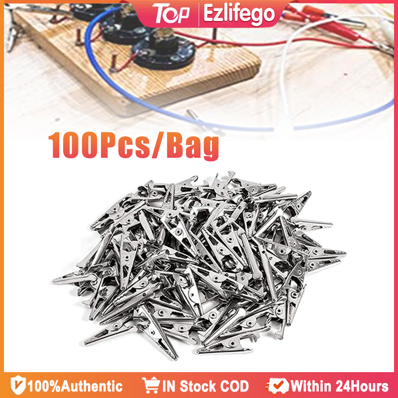 100PCS Mini Metal Alligator Clips 35mm for Laboratory Electric Testing ...