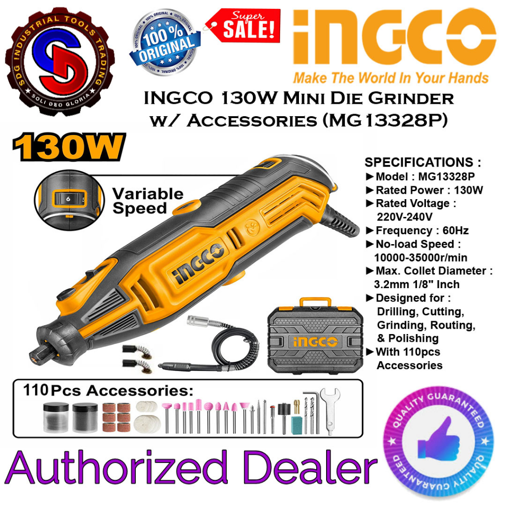 INGCO 130W Mini Die Grinder with Accessories (MG13328P) | Shopee ...