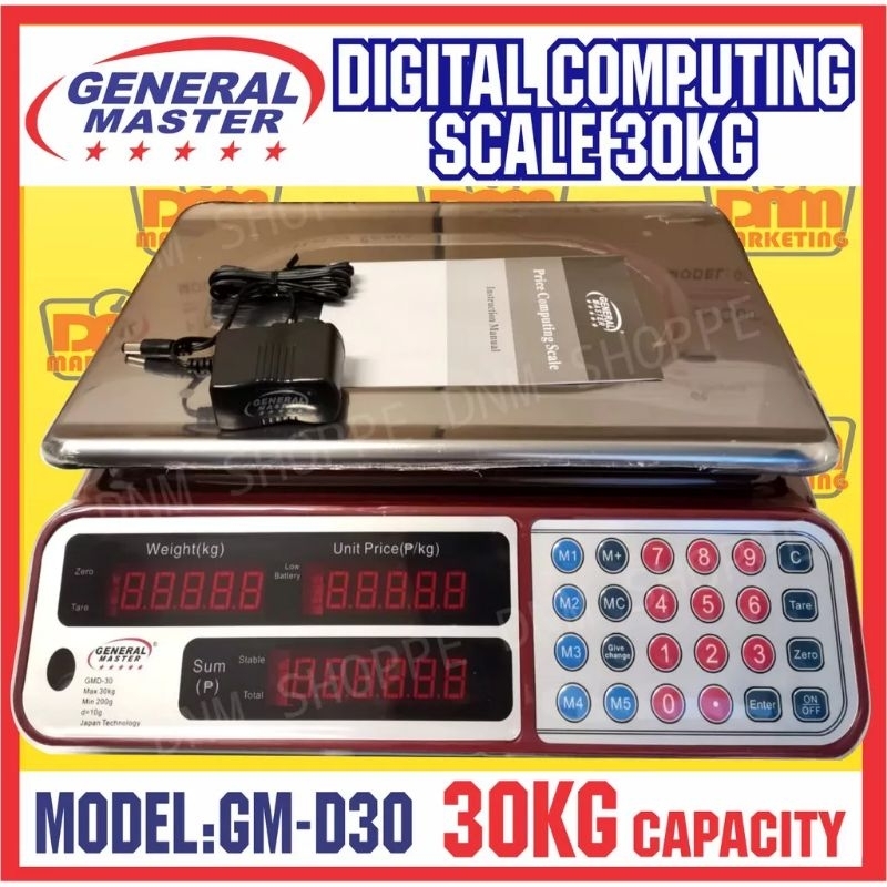 GENERAL MASTER DIGITAL COMPUTING SCALE 30KG (GM-D30) | Shopee Philippines