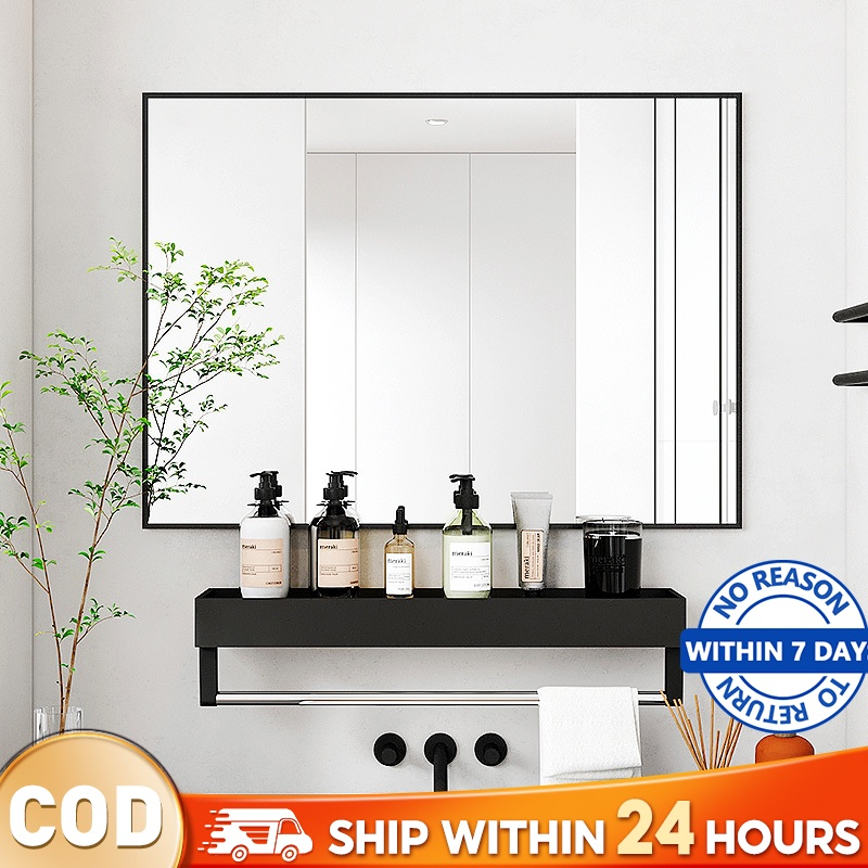 Rectangle Bathroom Mirror with Rack Wall Mounted Mirror shelf/mirror ...