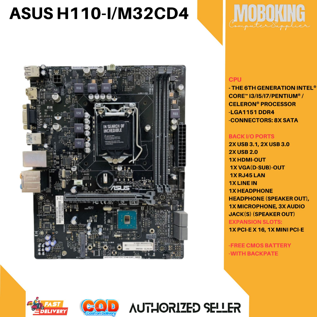 ASUS H110-I/M32CD4 6th 7th gen Motherboard H110 Socket LGA 1151 i3 i5 ...