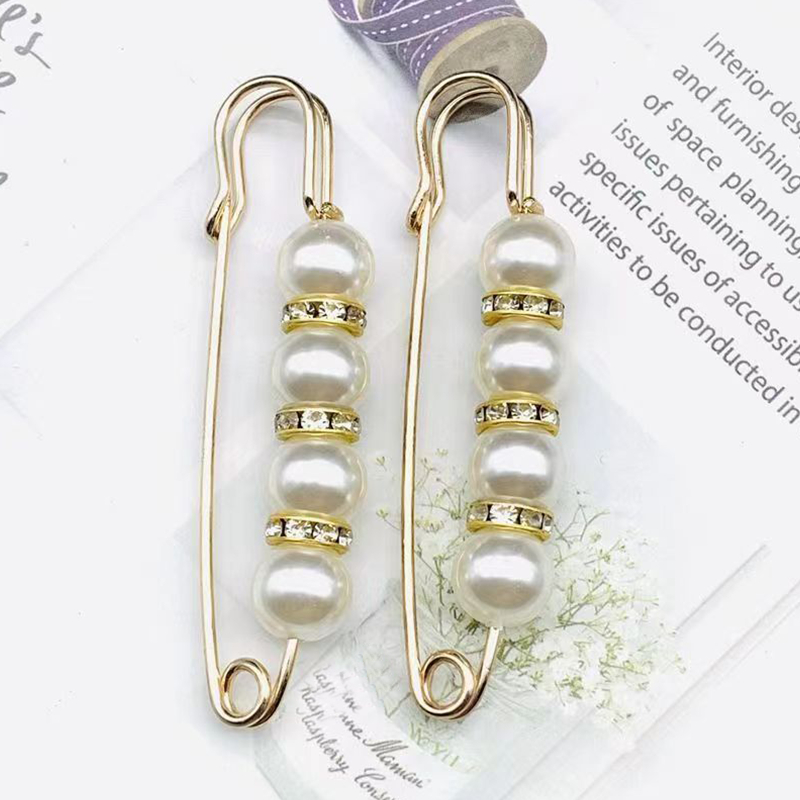 1Pc Pearl Brooch Tightening Waistband Pin Opening Bottom Metal Pearl ...