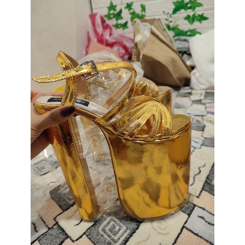 Gold Pageant Heels Modeling Heels in 7 inches | Shopee Philippines