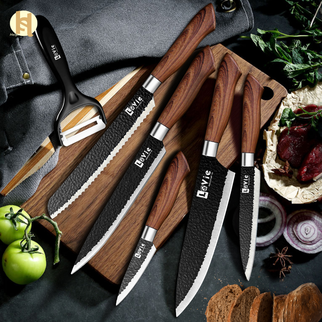 [Helgo]High Quality Stainless Steel Multifunction Kitchen Knife Sets 6 ...