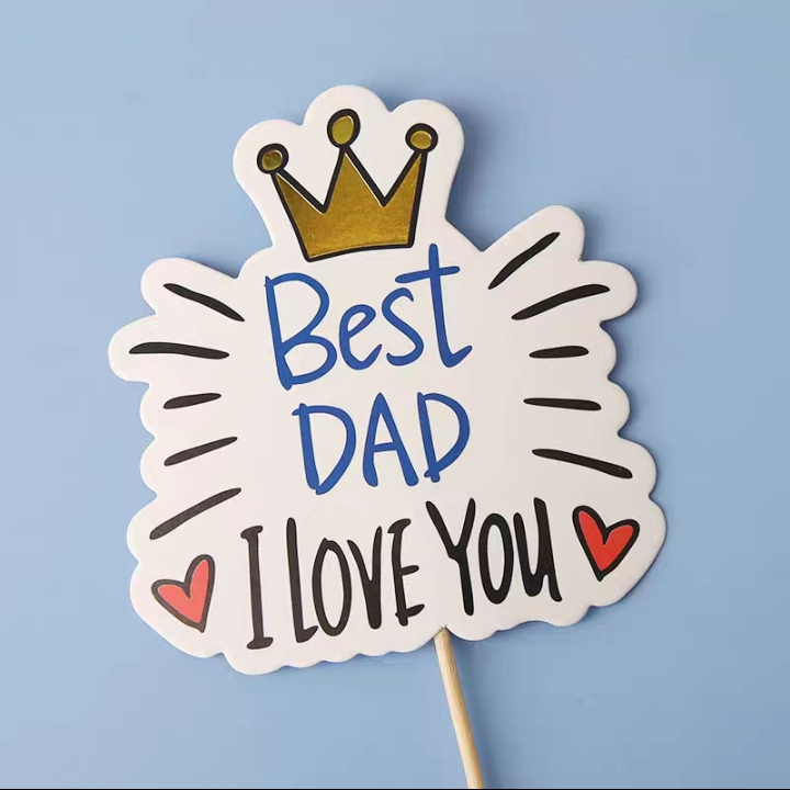 Happy father 's day Crown Best DAD paper card cake topper baking props ...
