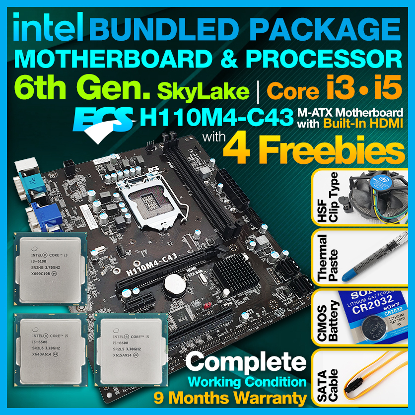 6th Gen. Intel Processor & Motherboard Bundle Package with 4 Free Gifts | Shopee Philippines