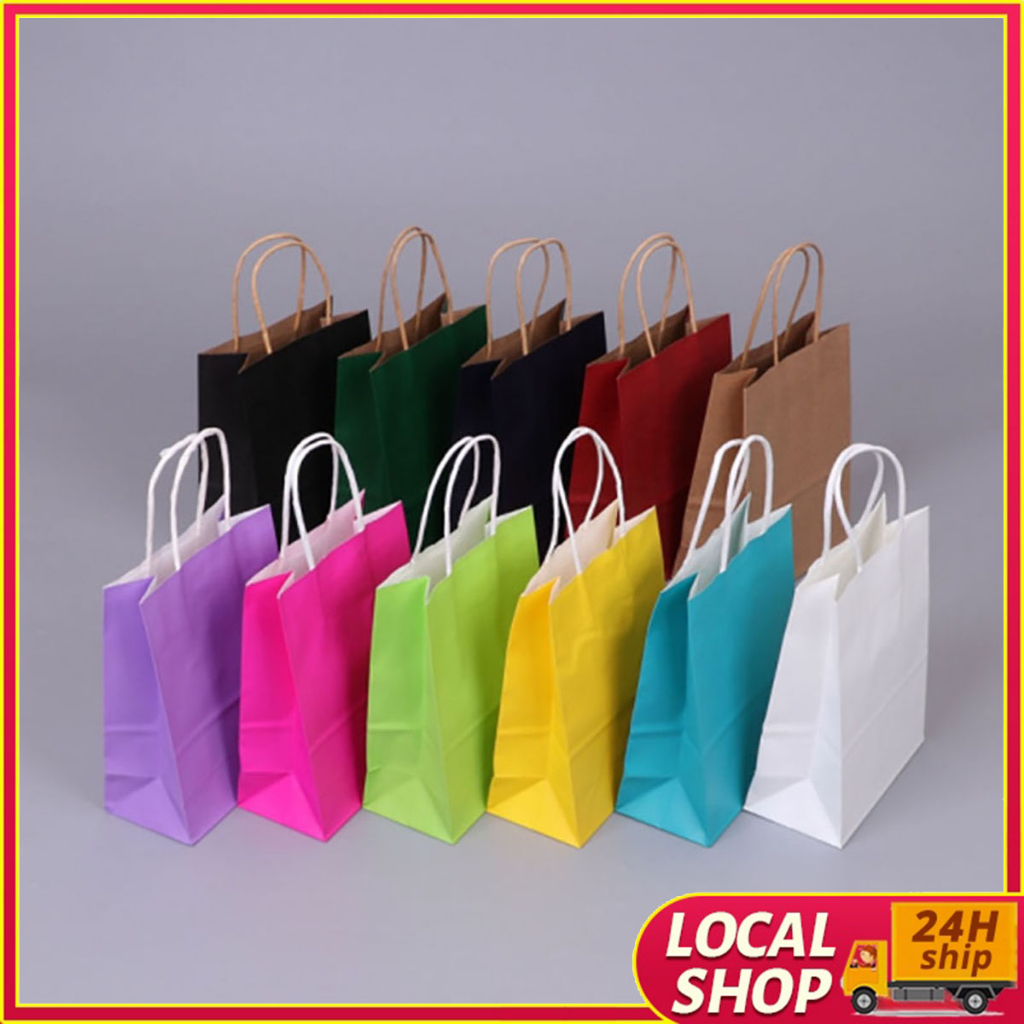 10pcs Paper Bag Birthday Loot Gift Handbag Tote Packing Storage ...